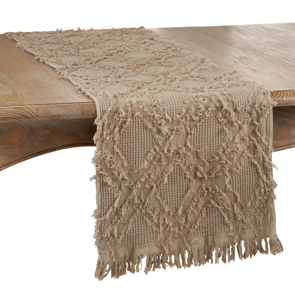 Fringe Waffle Weave Runner: Natural / 16"x90" – La Cuisine